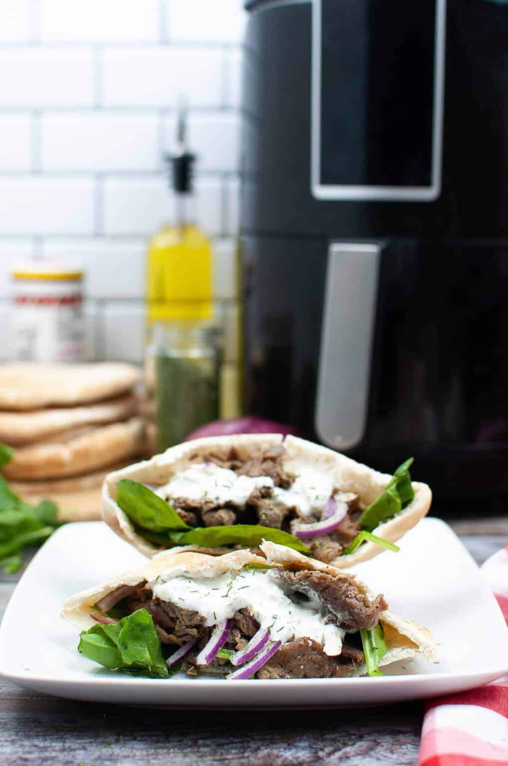 Air Fryer Steak Gyros Recipe With Homemade Tzatziki Sauce