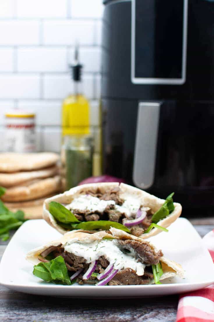 Air Fryer Steak Gyros Recipe With Homemade Tzatziki Sauce