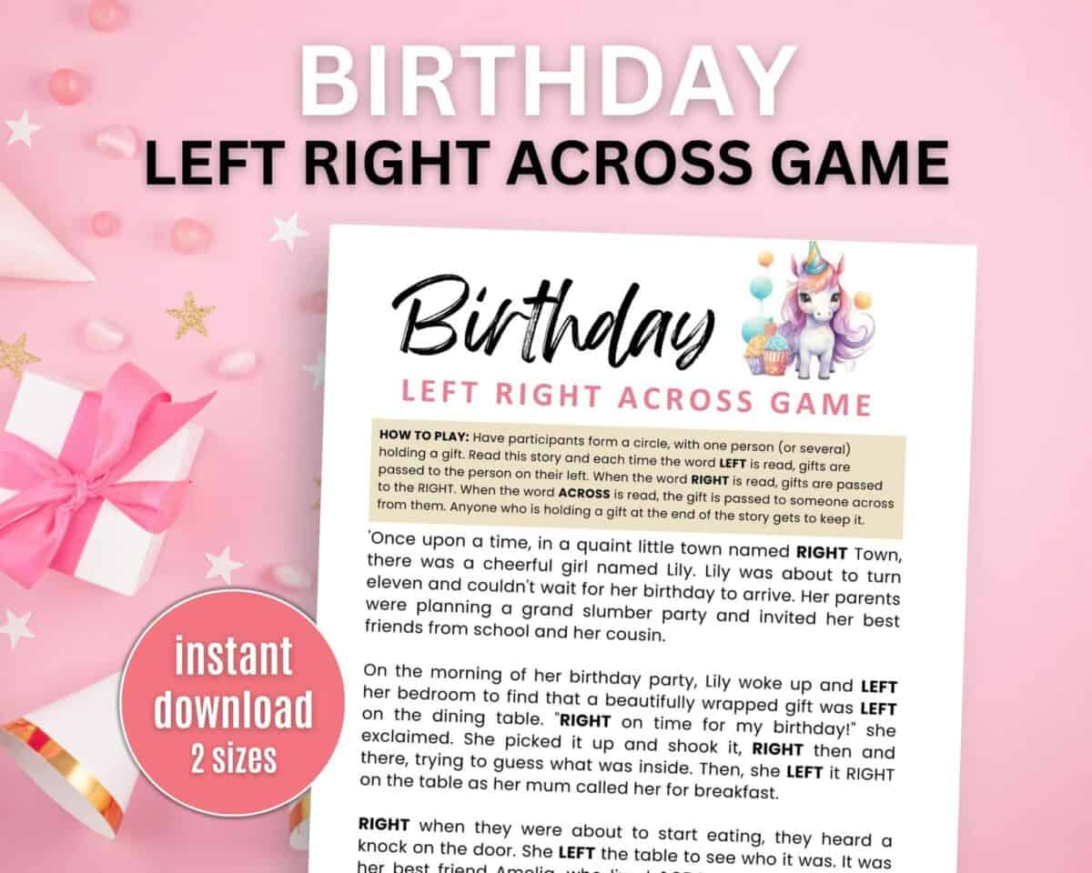 Birthday Left Right Game - Fun Birthday Party Game