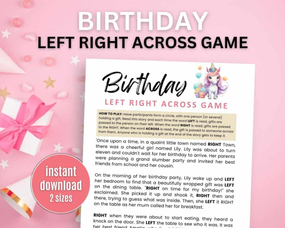 Birthday Left Right Game - Fun Birthday Party Game