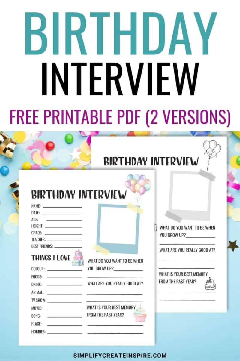 100 Birthday Questions For Kids + Free Printable Birthday Interview