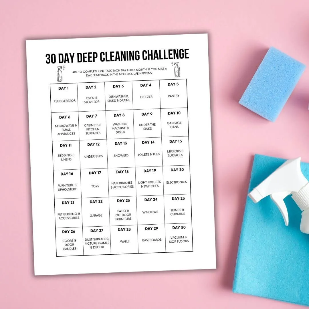 30-Day Deep Cleaning Challenge: One Month To A Spotless Home