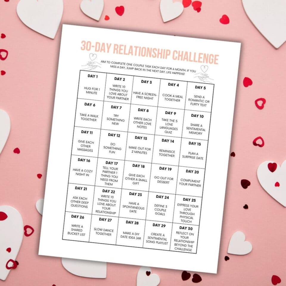 30-Day Relationship Challenge For Couples With Free Printable
