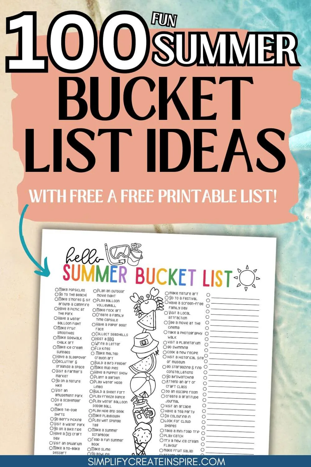 100 Fun Summer Bucket List Ideas + Free Printable