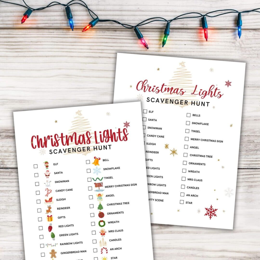 Christmas Lights Scavenger Hunt + Free Printable