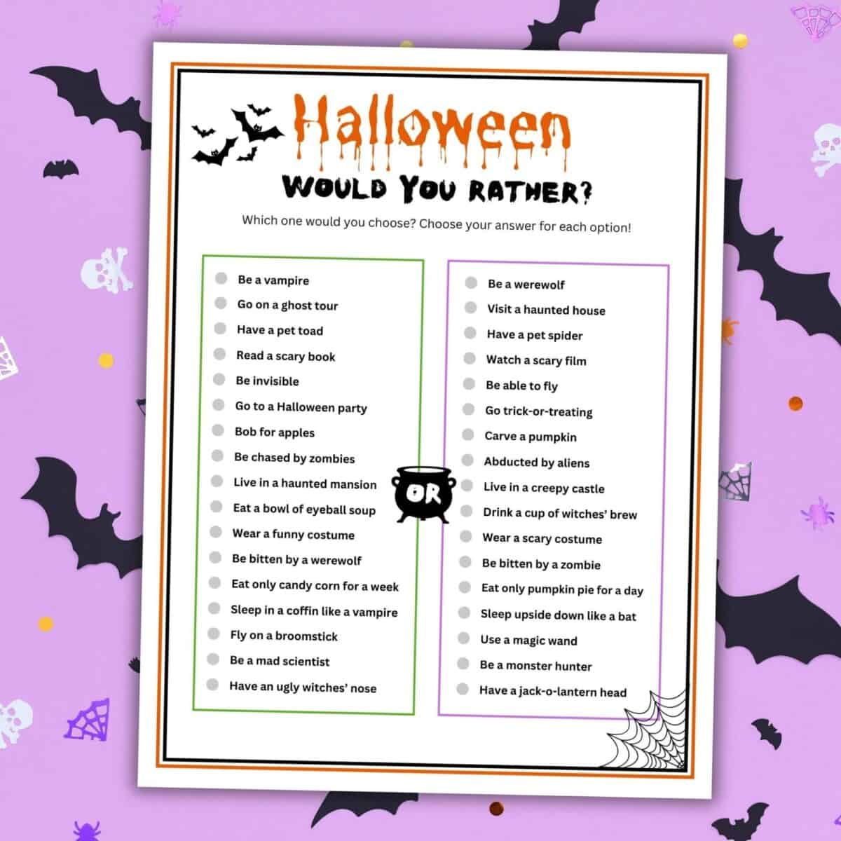 50 Halloween Would You Rather Questions