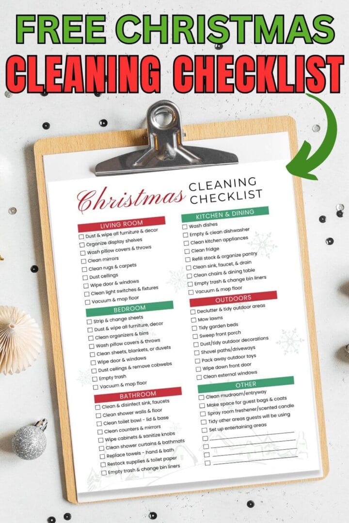 Christmas Cleaning Checklist: Printable Area By Area Guide