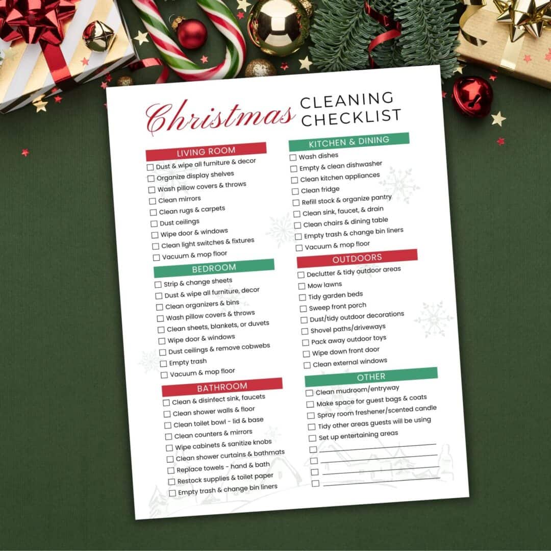 Christmas Cleaning Checklist: Printable Area By Area Guide